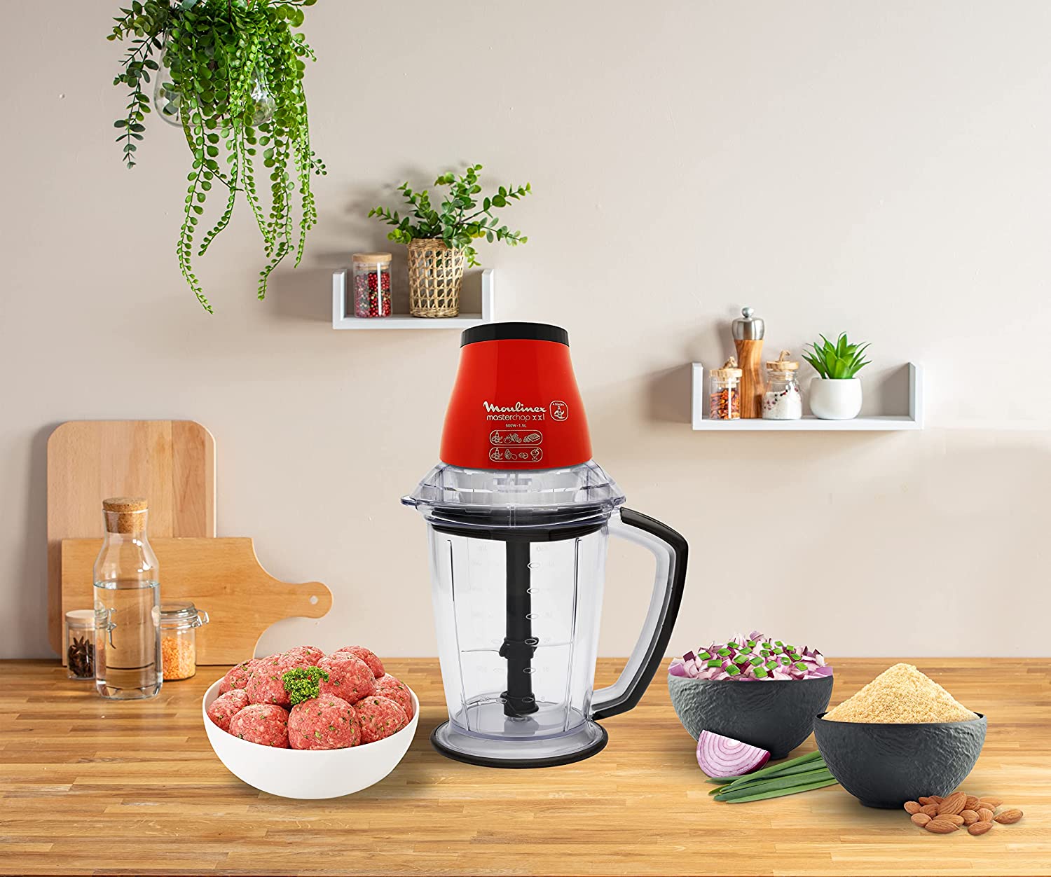Moulinex Chopper, 500 Watt, 1.5 Liter, Red, DJ4700EG1 Elghazawy Shop