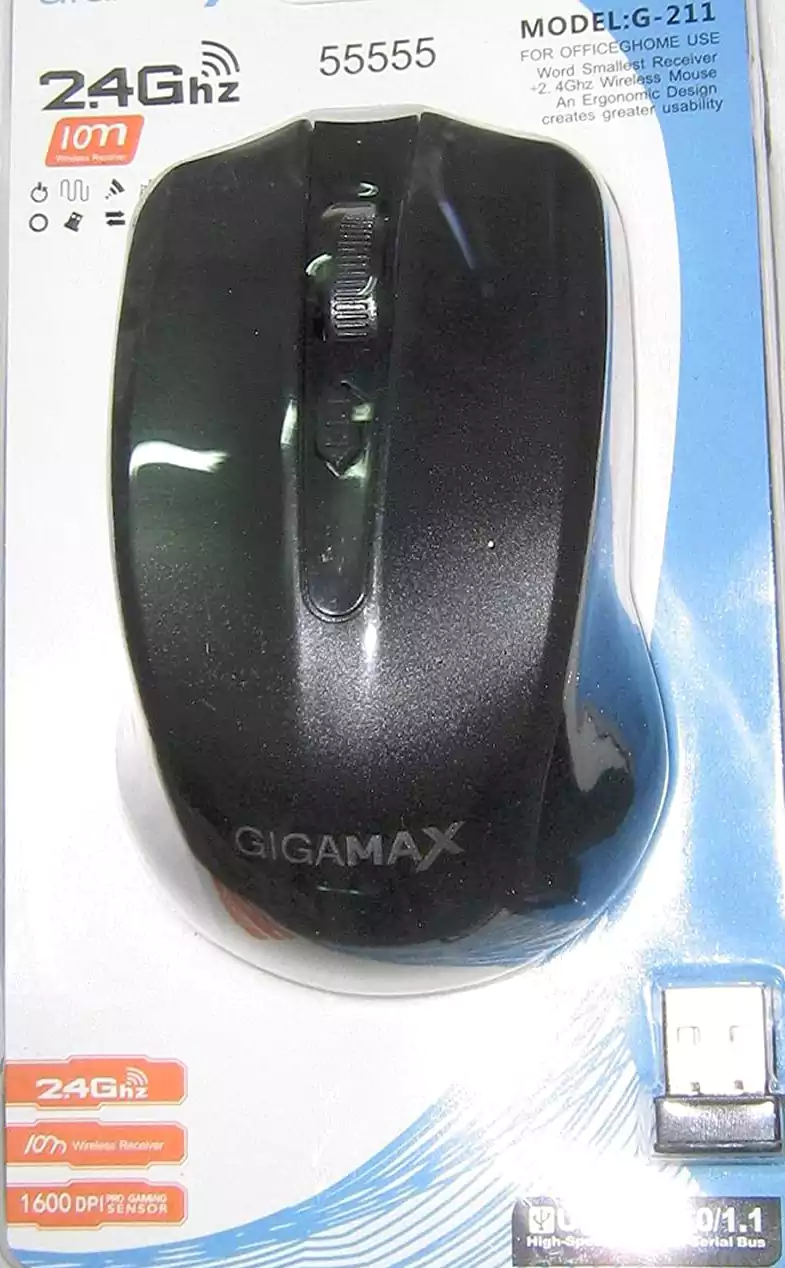 Gigamax Wireless Mouse, 1200 DPI, Single Band, Black, G-211 Elghazawy Shop