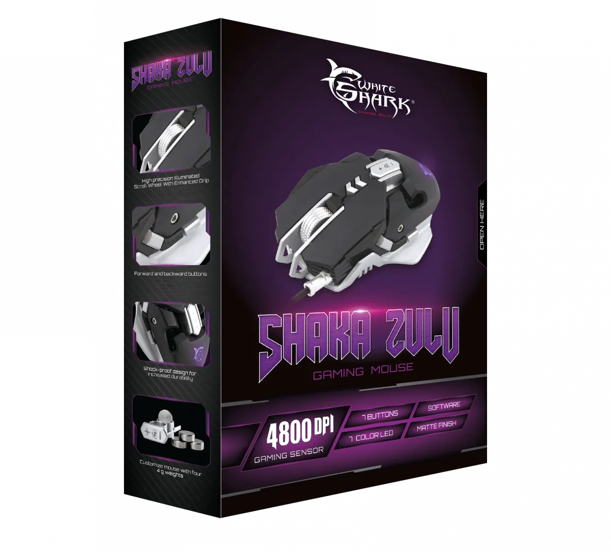 White Shark Gaming Mouse, Wired, 4800 DPI, Black, SHAKA ZULU-MO257 ...