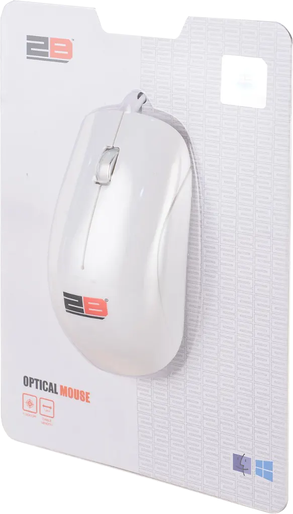 2B Wired mouse, 1 meter, 1000 DPI, white, MO17W Elghazawy Shop