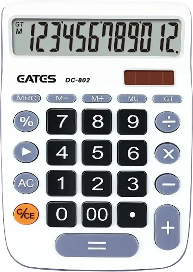 Eates Desktop Calculator, 12 Digits, White, DC-802 Elghazawy Shop