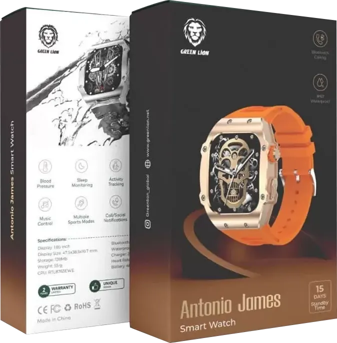 Green Lion Antonio James Smart Watch, 1.85 Inch Touch Screen, Water ...