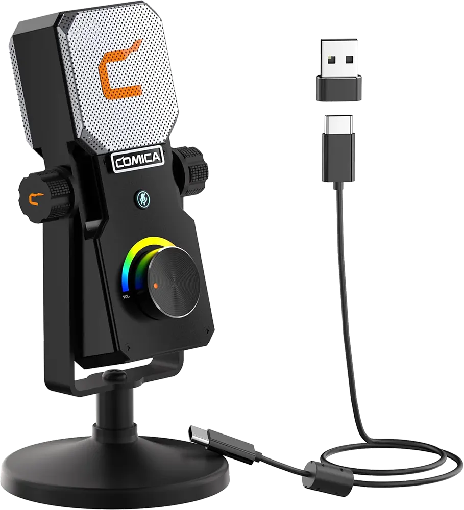Comica Cardioid Condenser Microphone, USB TYPE C , RGB Light Ring ...