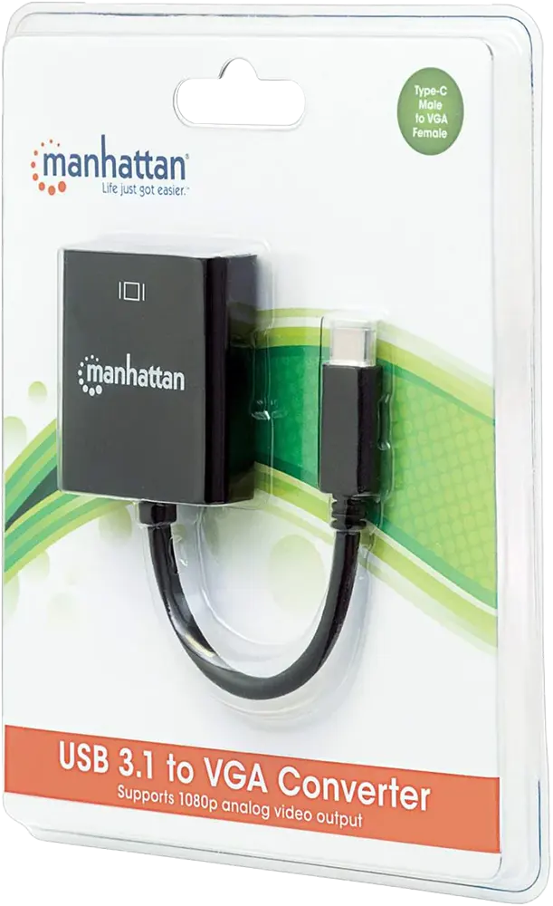 Manhattan USB-C to VGA Converter, Black, CV295 Elghazawy Shop