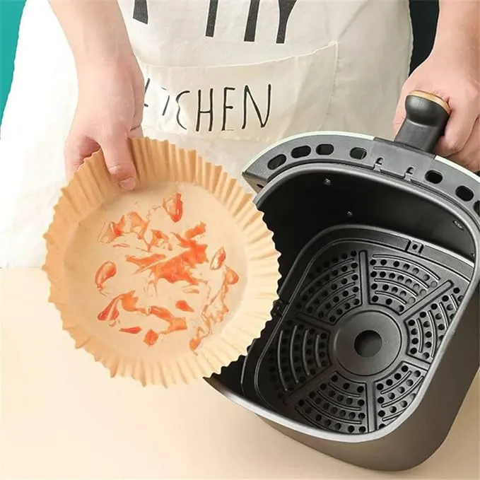 Square air fryer paper, 100 pieces, brown Elghazawy Shop