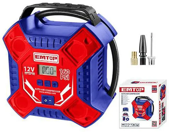 Emtop digital car compressor, 12 volt, 11 bar, EAAC3502 Elghazawy Shop
