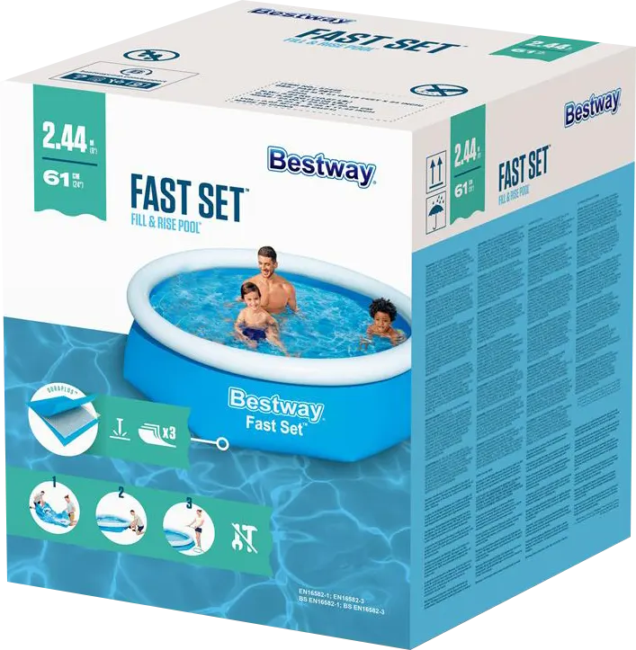 Bestway Round Inflatable Pool, 244 cm x 61 cm, Blue, 57448 Elghazawy Shop