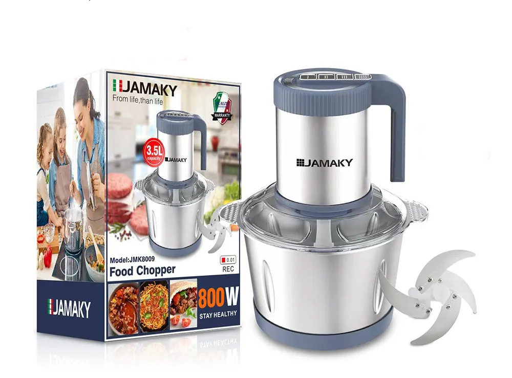 Jamaky Electric Chopper, 800 Watt, 3.5 Liter, Silver, Stainless ...
