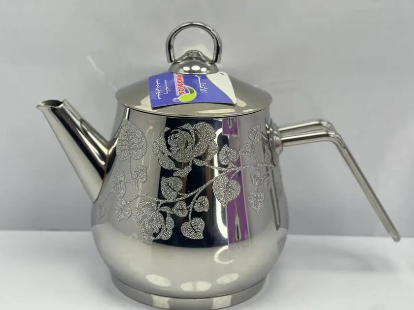 براد شاي أستانلس ليزر من الاندلس، 1 لتر ،سيلفر الغزاوي