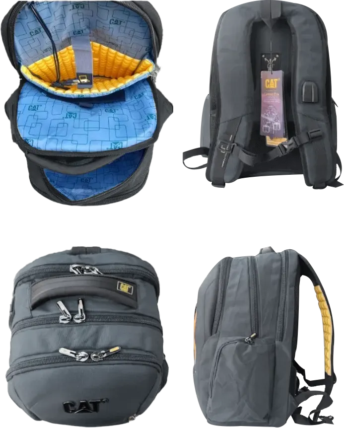 CAT Laptop Backpack, 15.6 Inch, USB Port, Grey, KH303 Elghazawy Shop