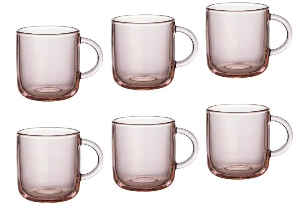Pasabahce Iconic Mug Set, 245 ml, 6 pieces, Pink, 55192 Elghazawy Shop