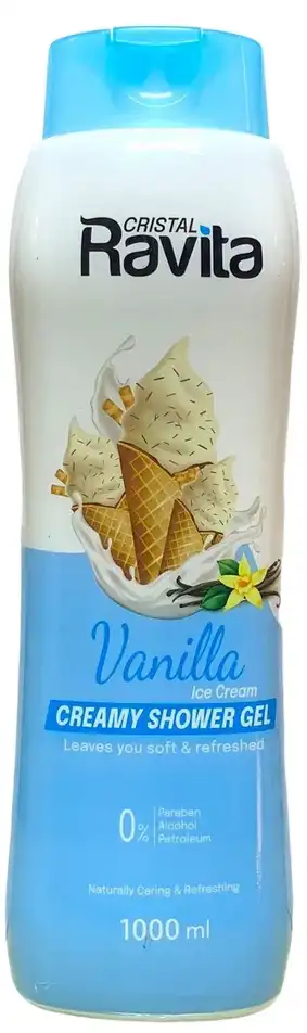 شاور جل كريمي بالفانيليا من كريستال رافيتا, 1000مل الغزاوي