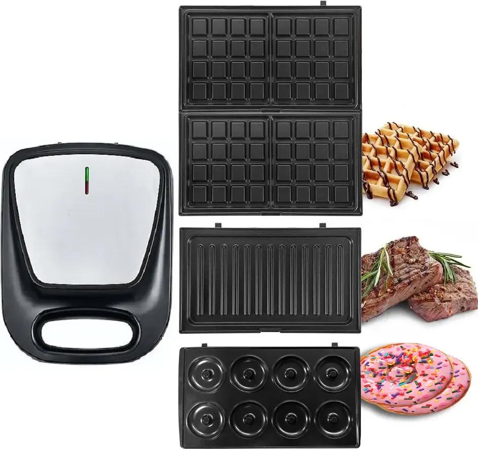 Raf Sandwich and Waffle Maker, 3 slices, 1400 Watt, Black, R.2221 ...