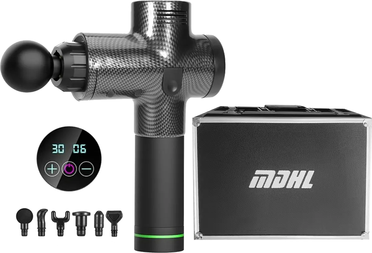 MDHL Rechargeable Massage Gun, Digital Display, 30 Speeds, Metal Case, Silver Elghazawy Shop