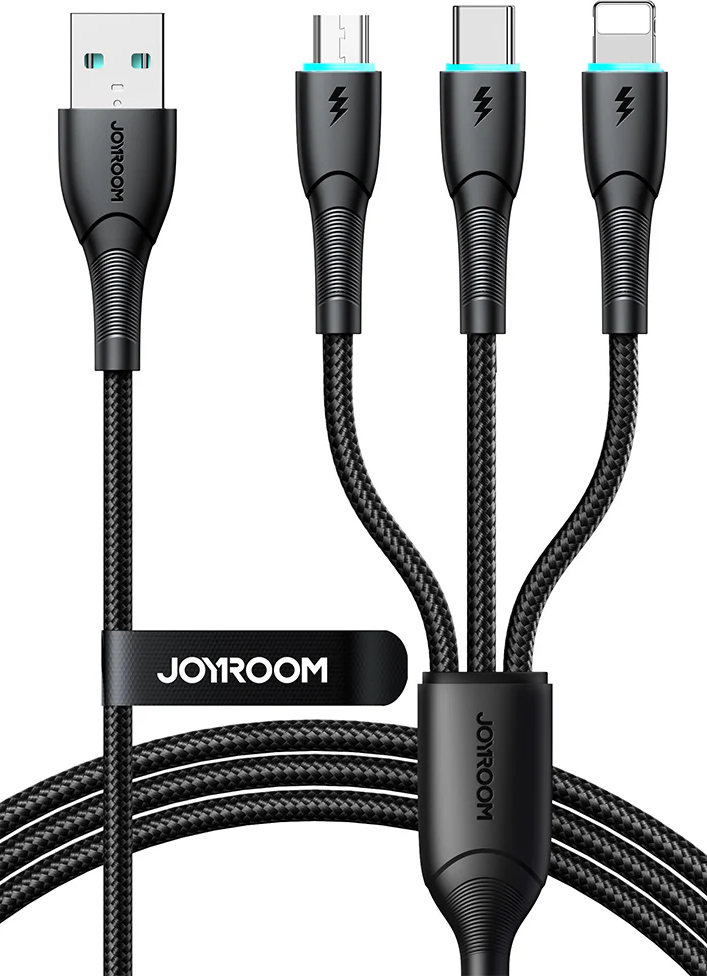 Joyroom 3 in 1 Fast Charging Cable, Lightning +Type-C +Micro, 480Mbps ...