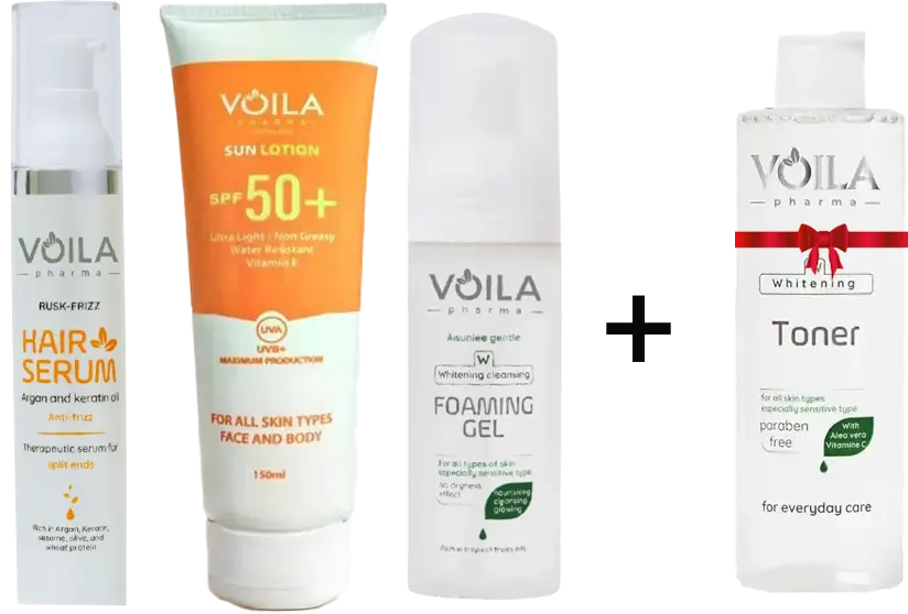 Voila Offer Hair Serum, Sunscreen Lotion, Cleansing Foaming Gel + Toner ...