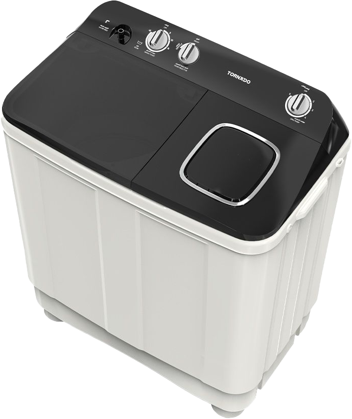 Tornado Half-Automatic Washing Machine, 12 kg, 1200 RPM, 2 Tubs, White ...
