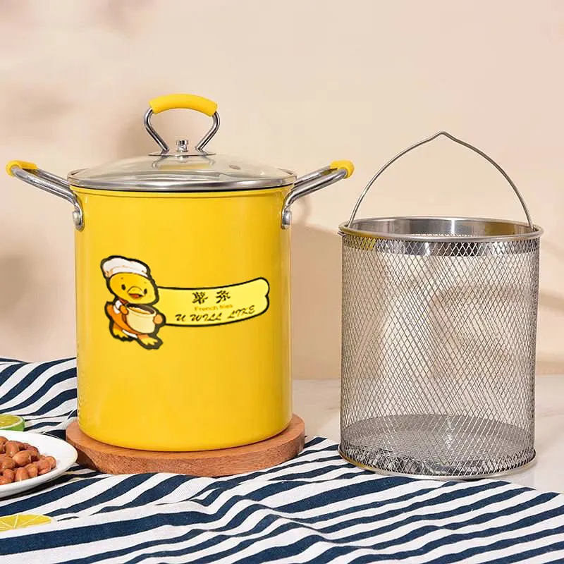 Potato Frying Pot With Strainer, Pyrex Lid, Stainless Steel Handle ...