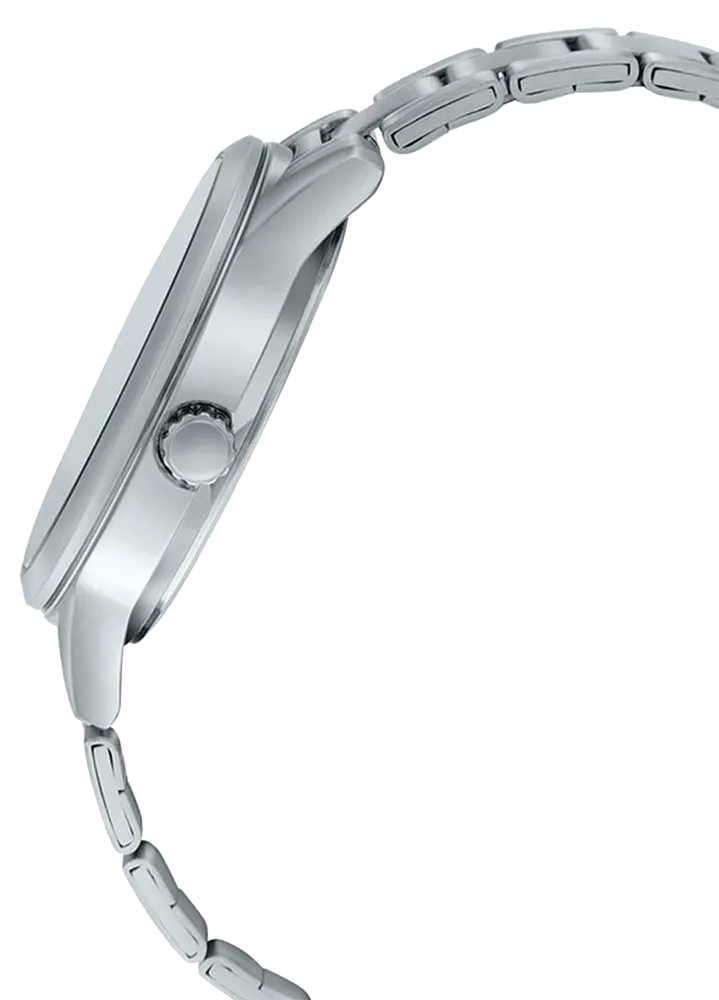 Casio Men's Watch, Blue Dial, Round Hands, Silver Stainless Steel Band ...