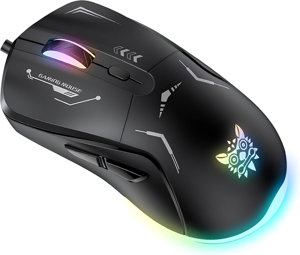 Onikuma Wired Gaming Mouse, 4800 DPI, 6 Buttons, RGB Lighting, Black ...
