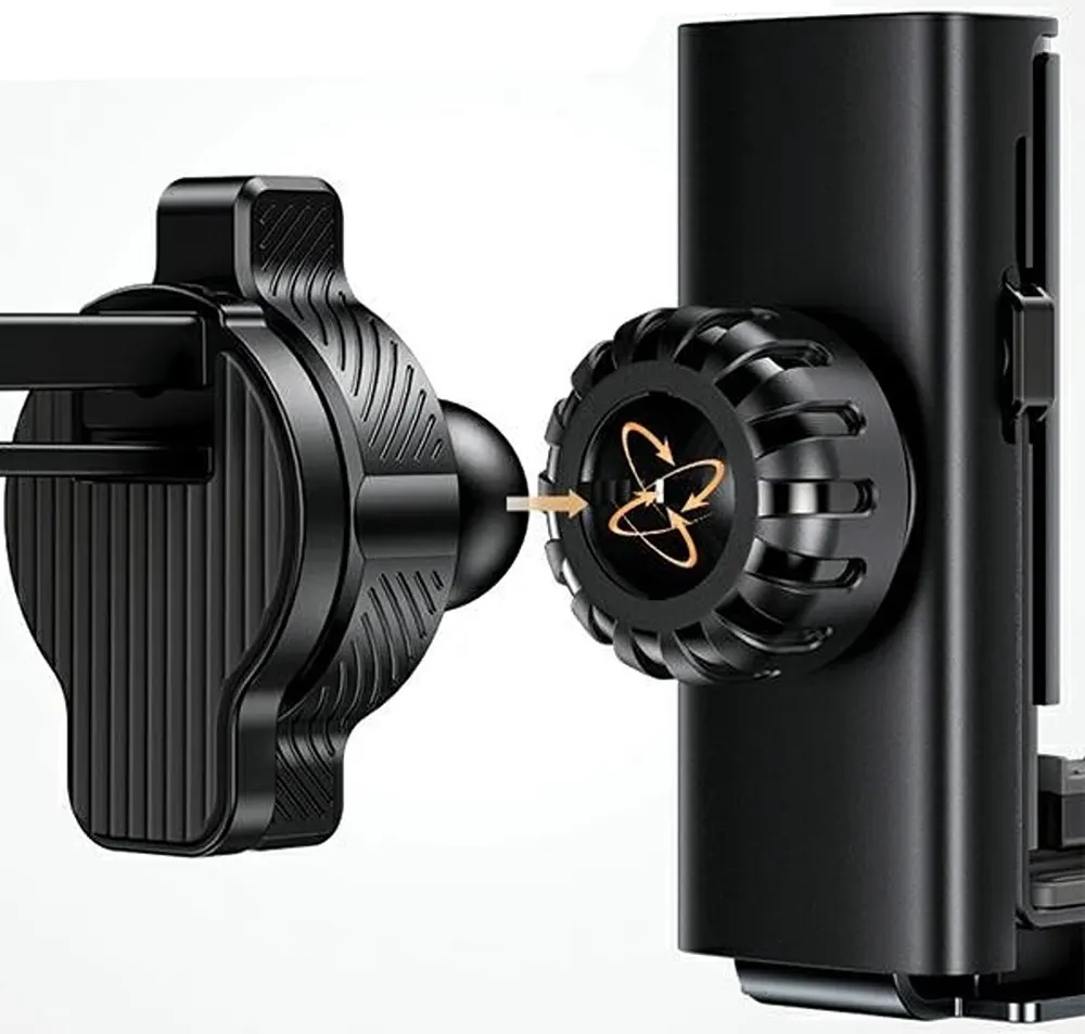 USAMS Car Phone Holder, Retractable, 360° Rotating, Aluminum, Black ...