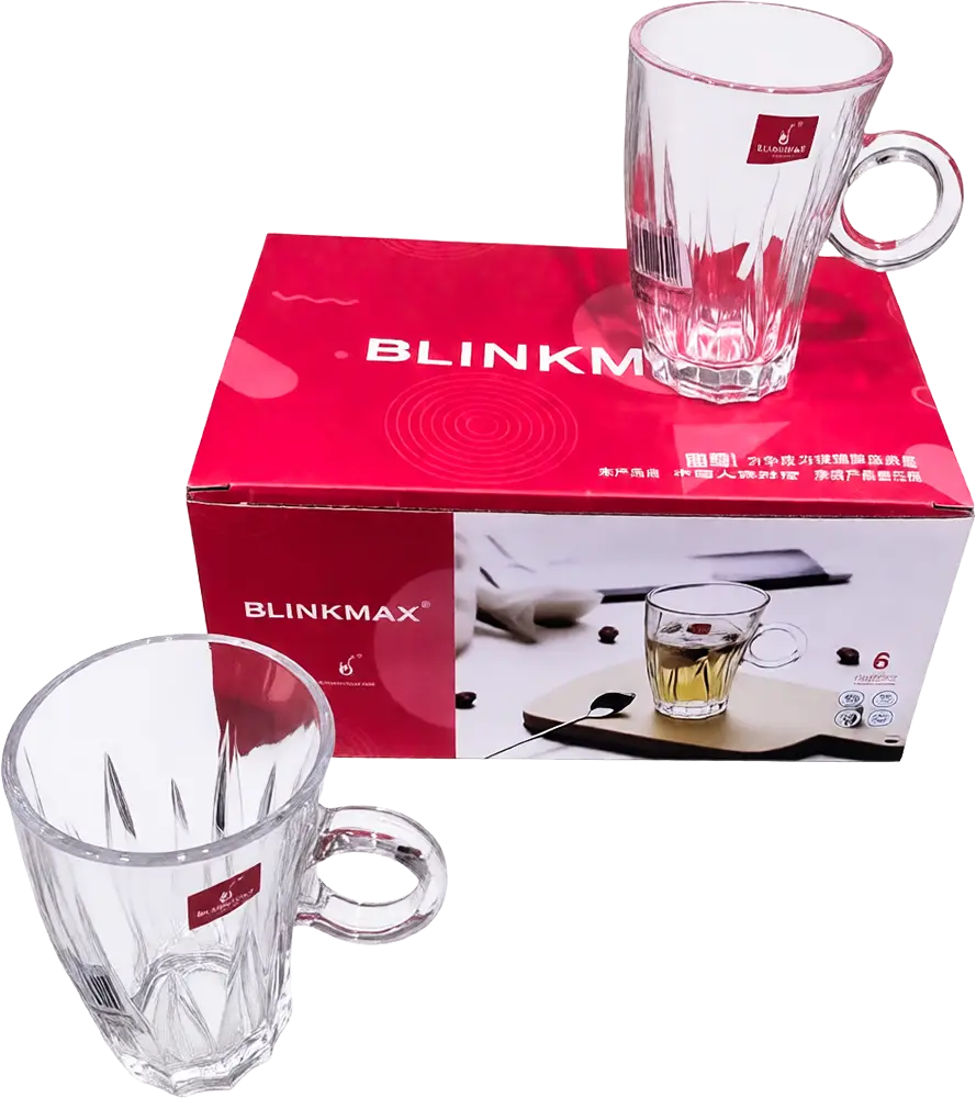 Blinkmax Glass Mug Set, 6 Pieces, 200ml Capacity, Clear Color, Model ...