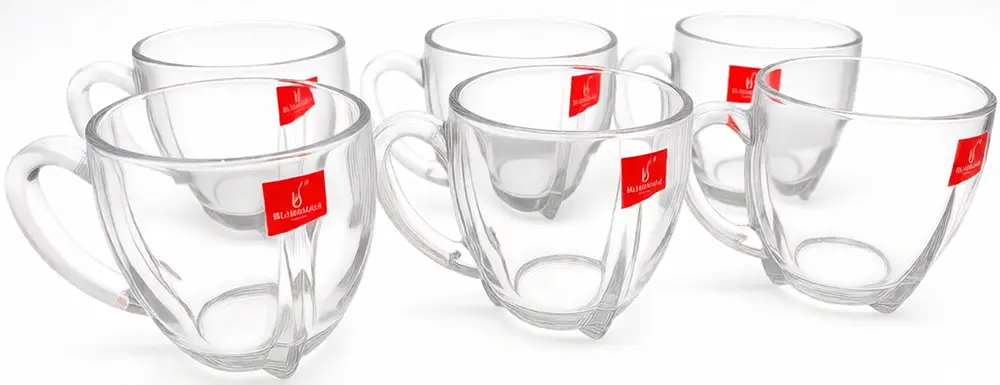 Blinkmax Glass Mug Set, 6 Pieces, 200ml Capacity, Clear Color, Model ...